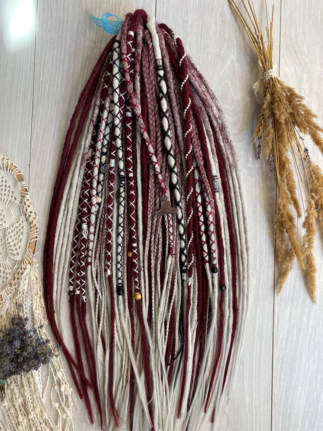 Burgundy Gray Ombre Dreadlocks, Boho DE Synthetic Dreads 25” - Etsy