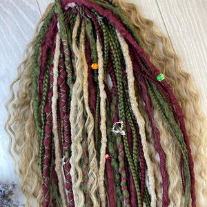 Green Dreadlocks, Blond and Burgundy Synthetic Extensions, Copper Fake ...