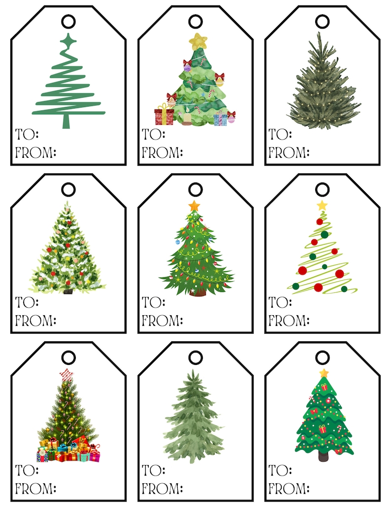 Tree Printable Christmas Gift Tag PDF & PNG Download 2.5w X 3.5h - Etsy