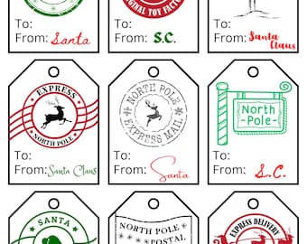 Vintage Santa Printable Christmas Gift Tag PDF & PNG Download 2.5w X 3 ...