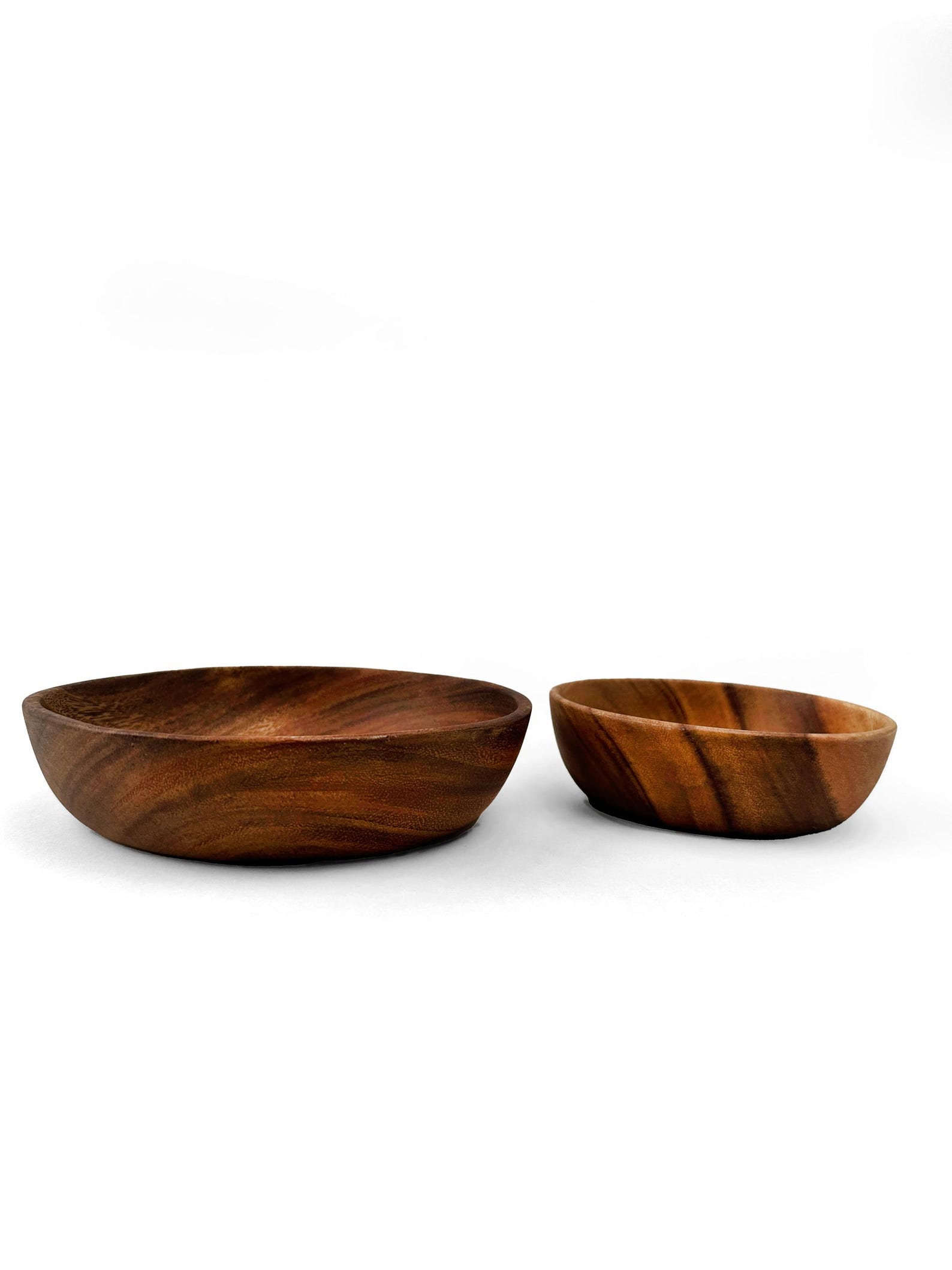 Wooden Open Round Bowl Salad Bowl / Large (2" X 8"), Medium (2" X 6 ...