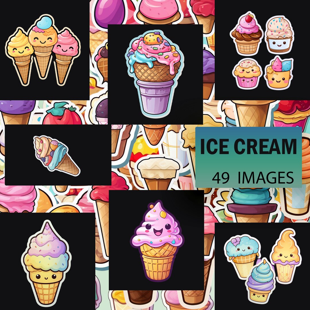 Ice Cream Sundae Clip Art Elements, Ice Cream Treats Clip Art, Planner ...