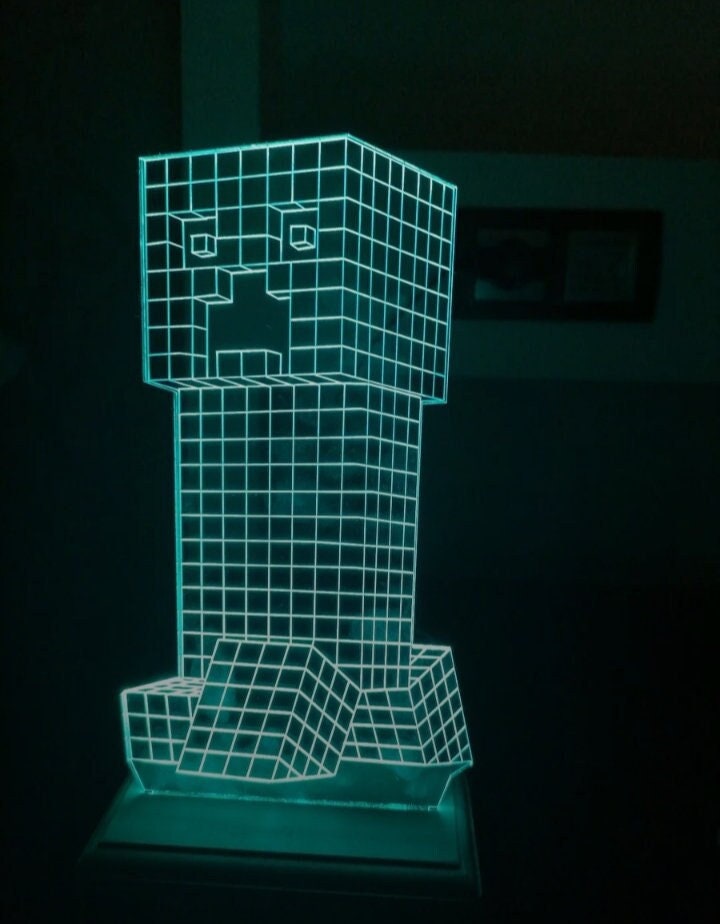 Minecraft 3D Rgb Table Lamp, 16 Colors, Led, Light, Decor, Decoration ...