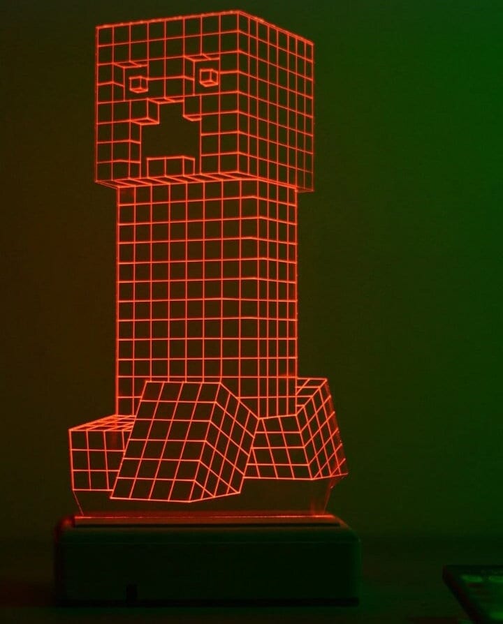 Minecraft 3D Rgb Table Lamp, 16 Colors, Led, Light, Decor, Decoration ...