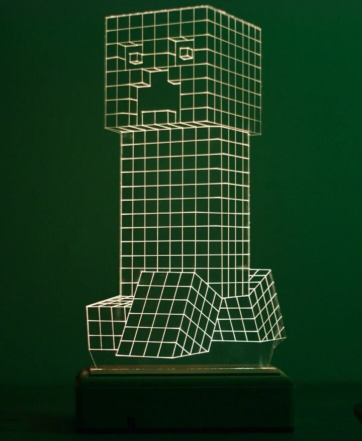 Minecraft 3D Rgb Table Lamp, 16 Colors, Led, Light, Decor, Decoration ...