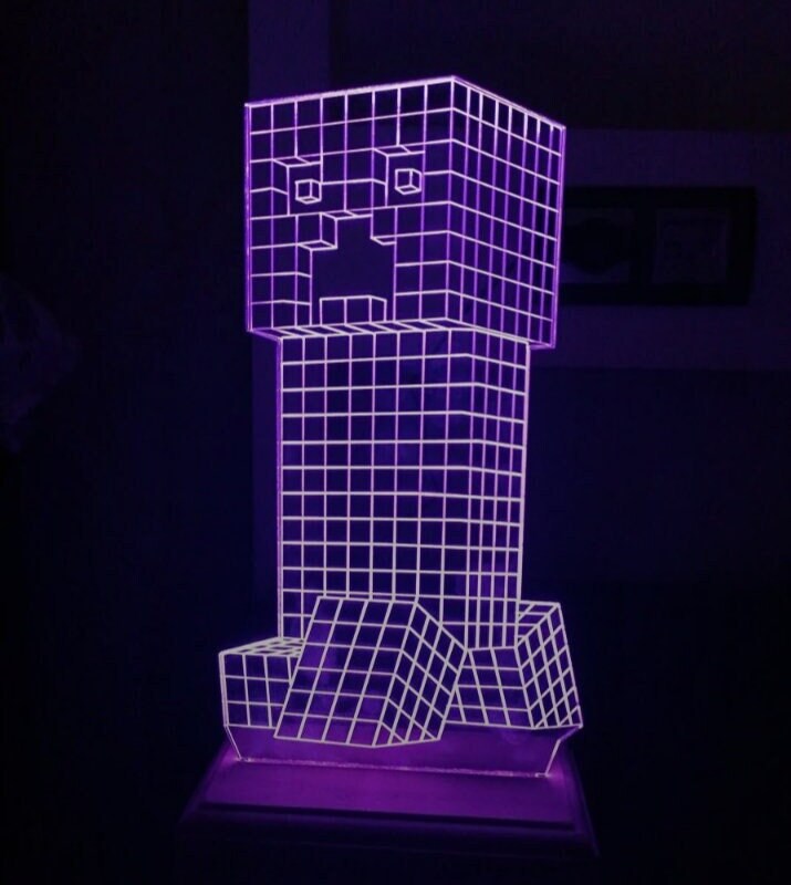 Minecraft 3D Rgb Table Lamp, 16 Colors, Led, Light, Decor, Decoration ...
