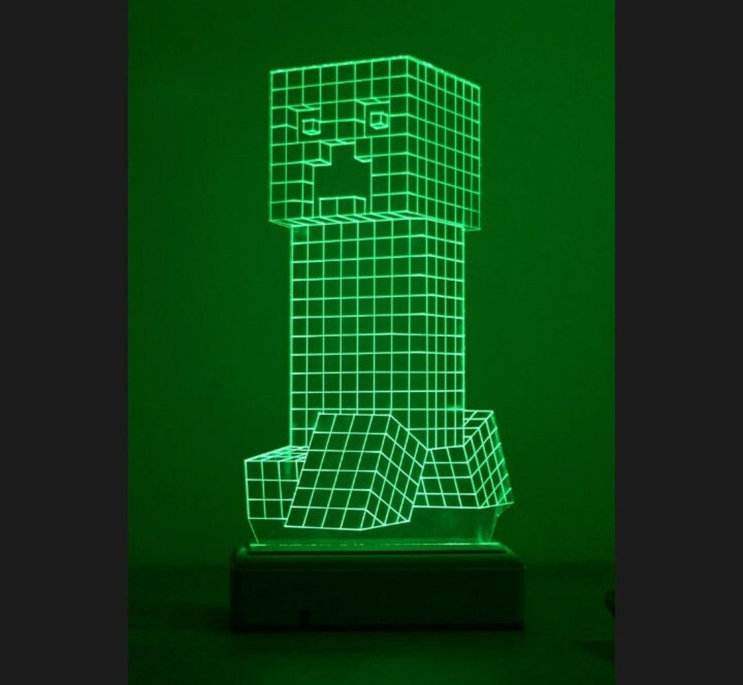 Minecraft 3D Rgb Table Lamp, 16 Colors, Led, Light, Decor, Decoration ...