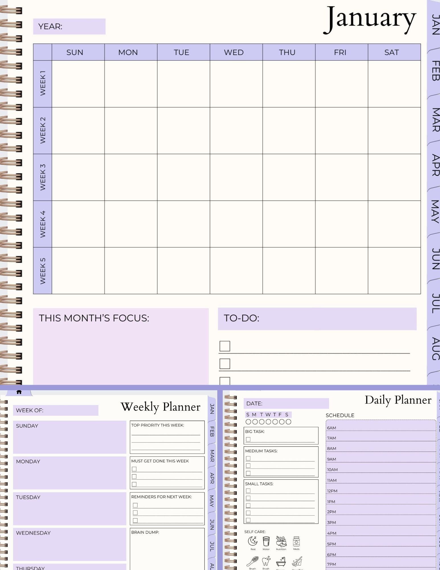 Digital PDF Planner, Digital Calendar, Undated Planner, Organization ...