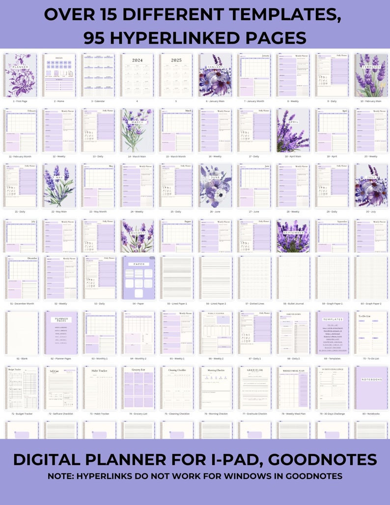 Digital PDF Planner, Digital Calendar, Undated Planner, Organization ...