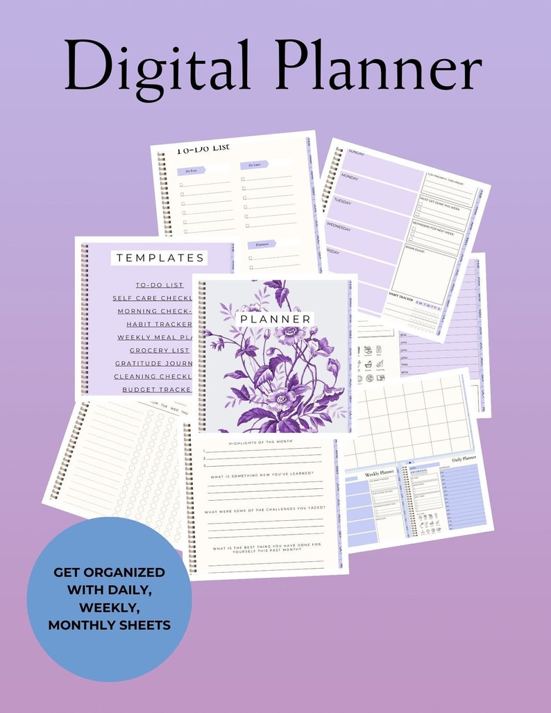 Digital PDF Planner, Digital Calendar, Undated Planner, Organization ...