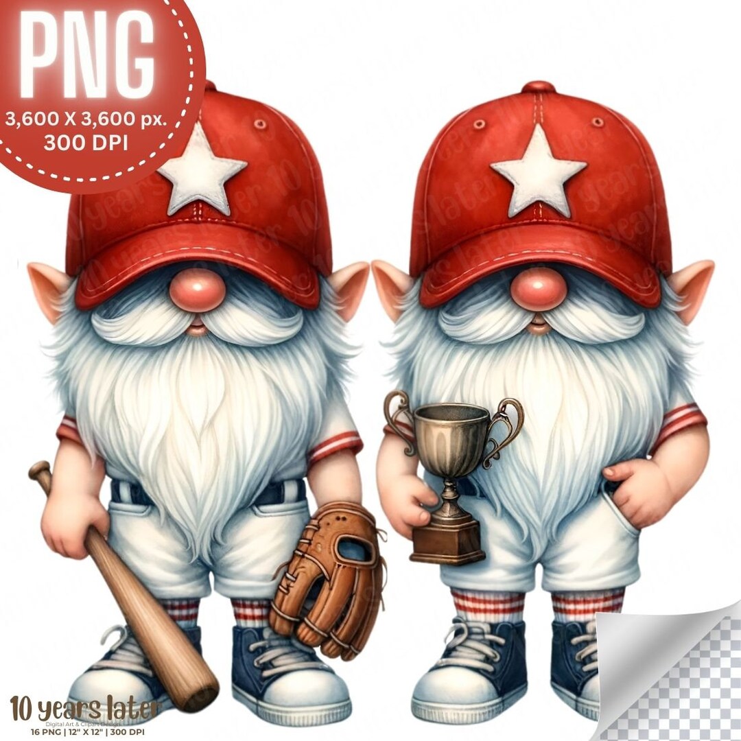 Red Baseball Gnomes High Quality Clipart 16 PNG, Cute Gnomes Baseball ...