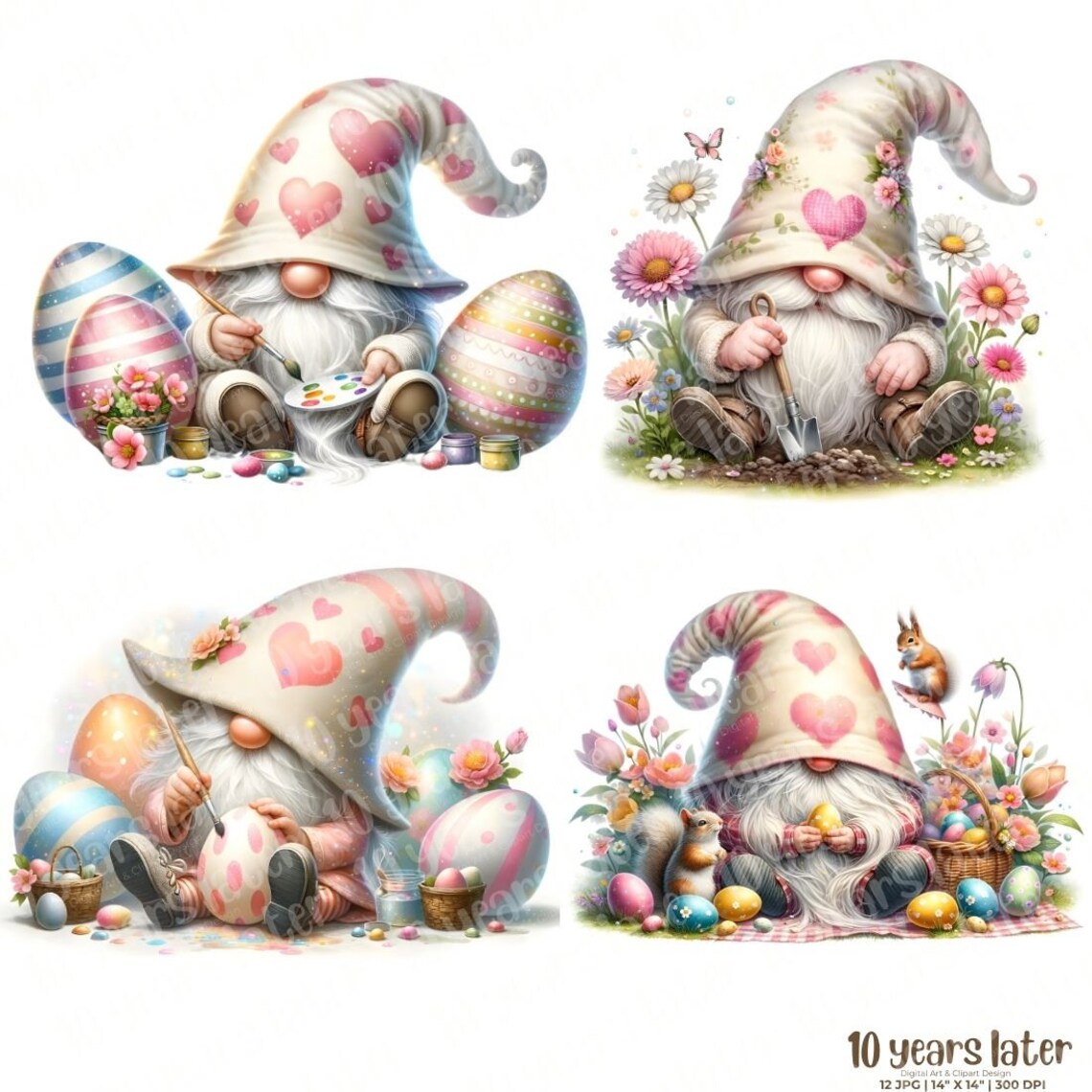Pink Easter Gnome 12 High Quality Jpgs Easter Egg Gnome, Easter Bunny ...