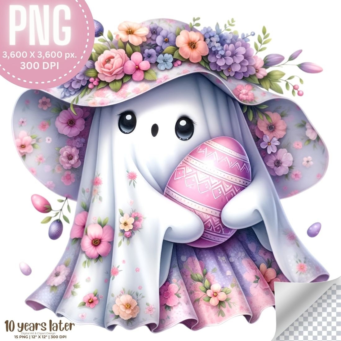 Sweet Pinky Cute Easter Ghost Hight Quality Clipart 15 PNG Bunny Ghost ...
