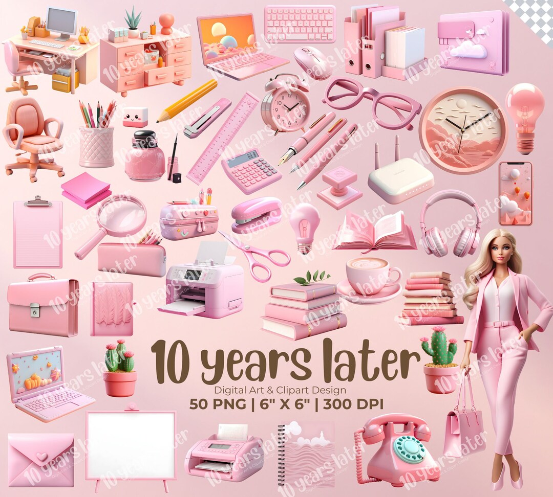 Pink Office Lover Clipart Design | Idea for Scrapbooking, Planner Book ...