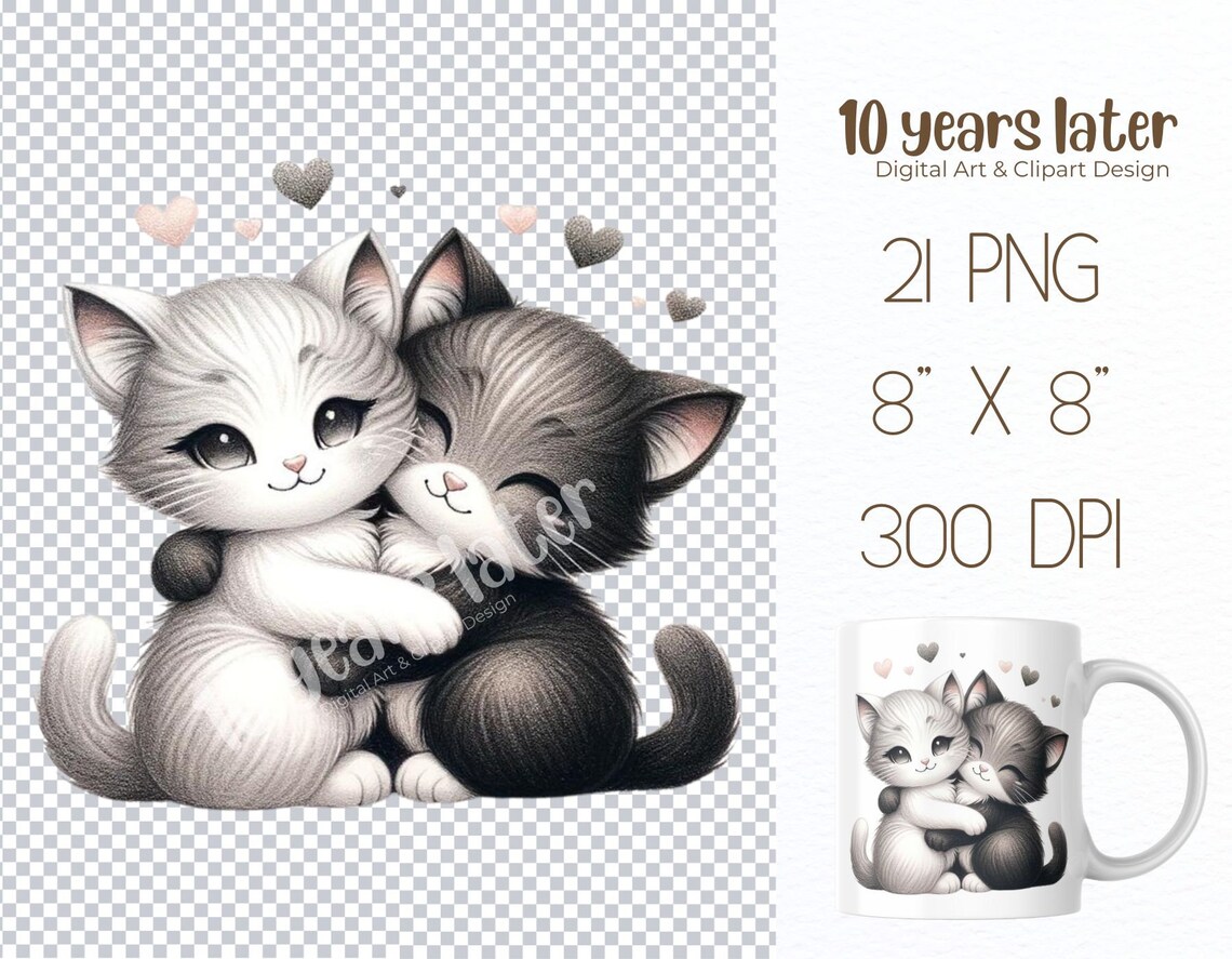 21 Animal Hug Clipart Cute Couples Animal PNG BFF Friends - Etsy
