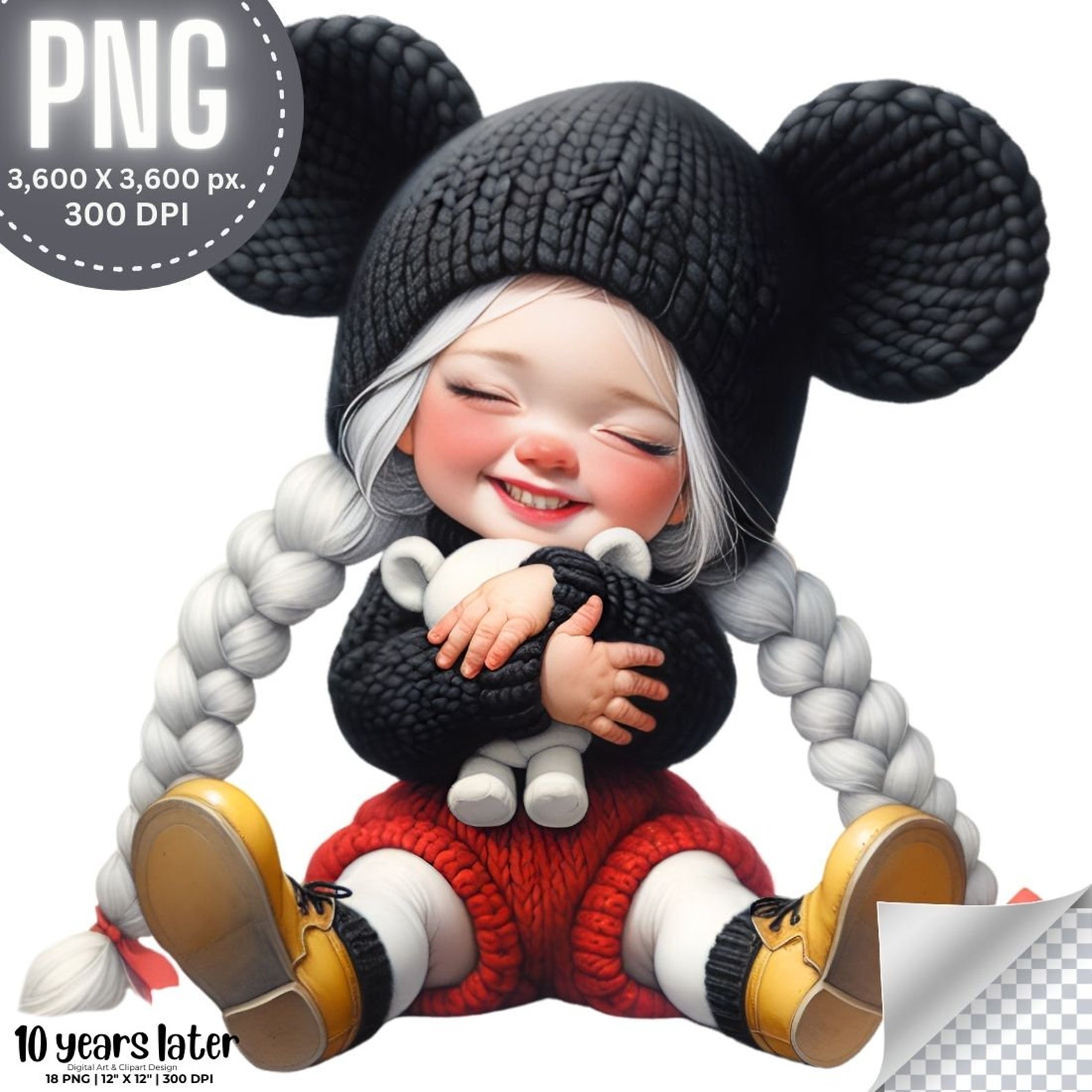Mouse Girl Gnome Clip Arts 18 Pngs Cute Female Gnome Watercolor, Mice ...