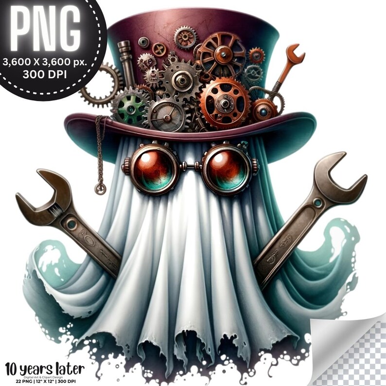 Steampunk Ghost Hight Quality Clipart 22 PNG Cute Ghost Steampunk Clipart, Steampunk PNG ...