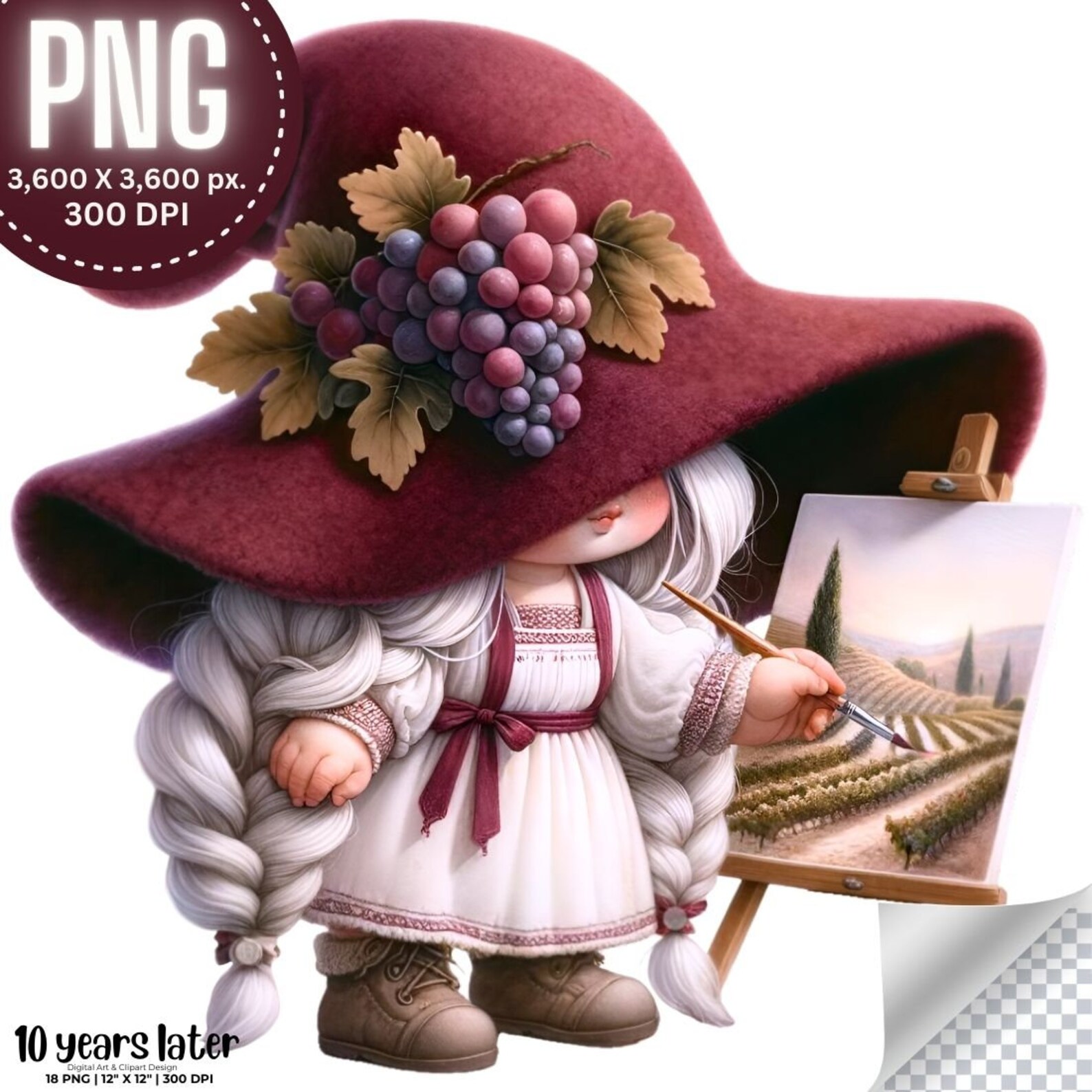 Grapes Red Wine Girl Gnome Cliparts 18 Pngs | Cute Female Gnome Clip ...