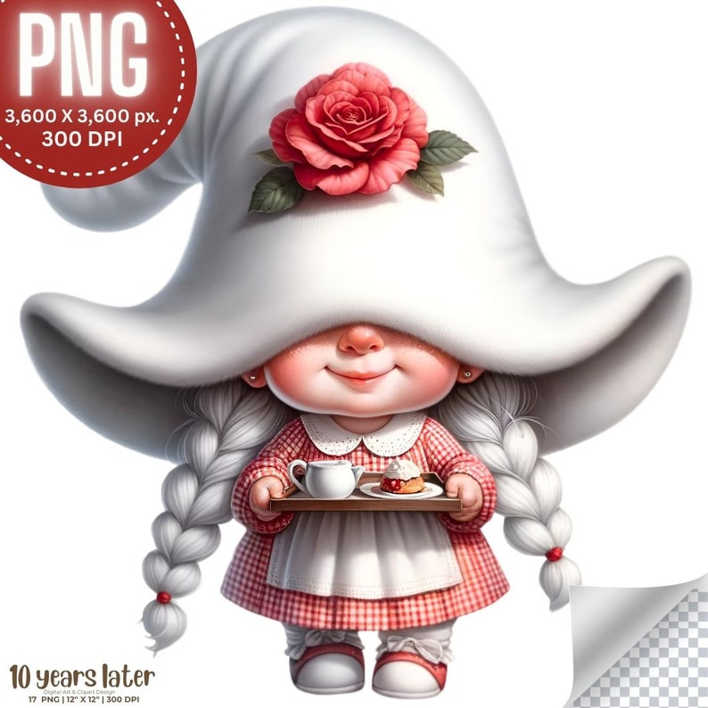 Father's Day Red Roses Baby Girl Gnome Watercolor Female Gnome High ...