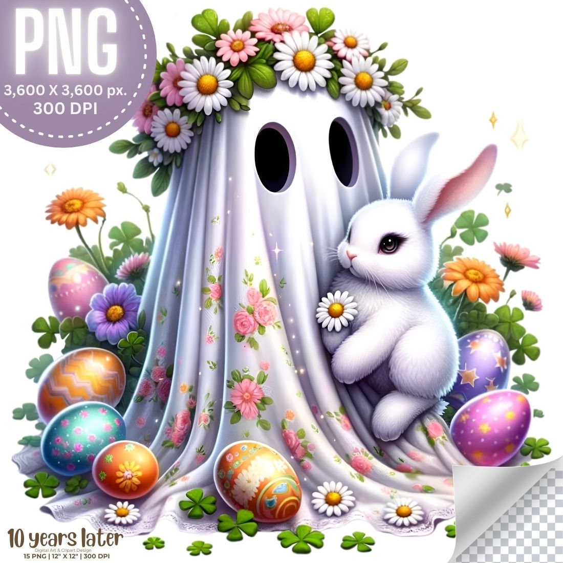 Easter Ghost Hight Quality Clipart 15 PNG Cute Ghost Easter Eggs ...