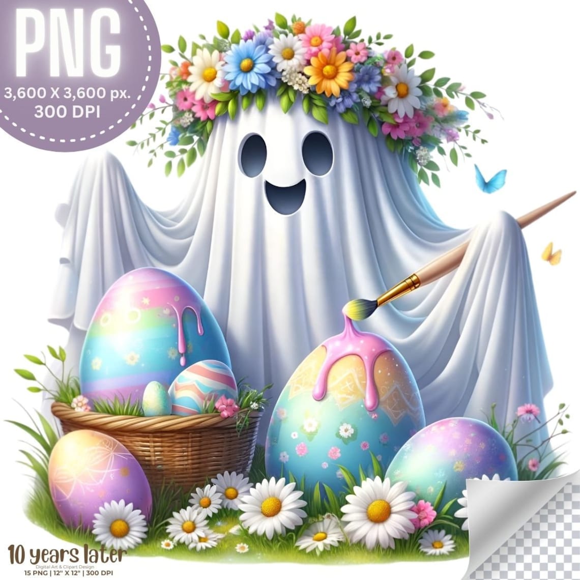Easter Ghost Hight Quality Clipart 15 PNG Cute Ghost Easter Eggs ...
