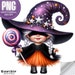 Magical Halloween Girl Gnome Clip Arts 14 PNG Cute Female Gnome ...