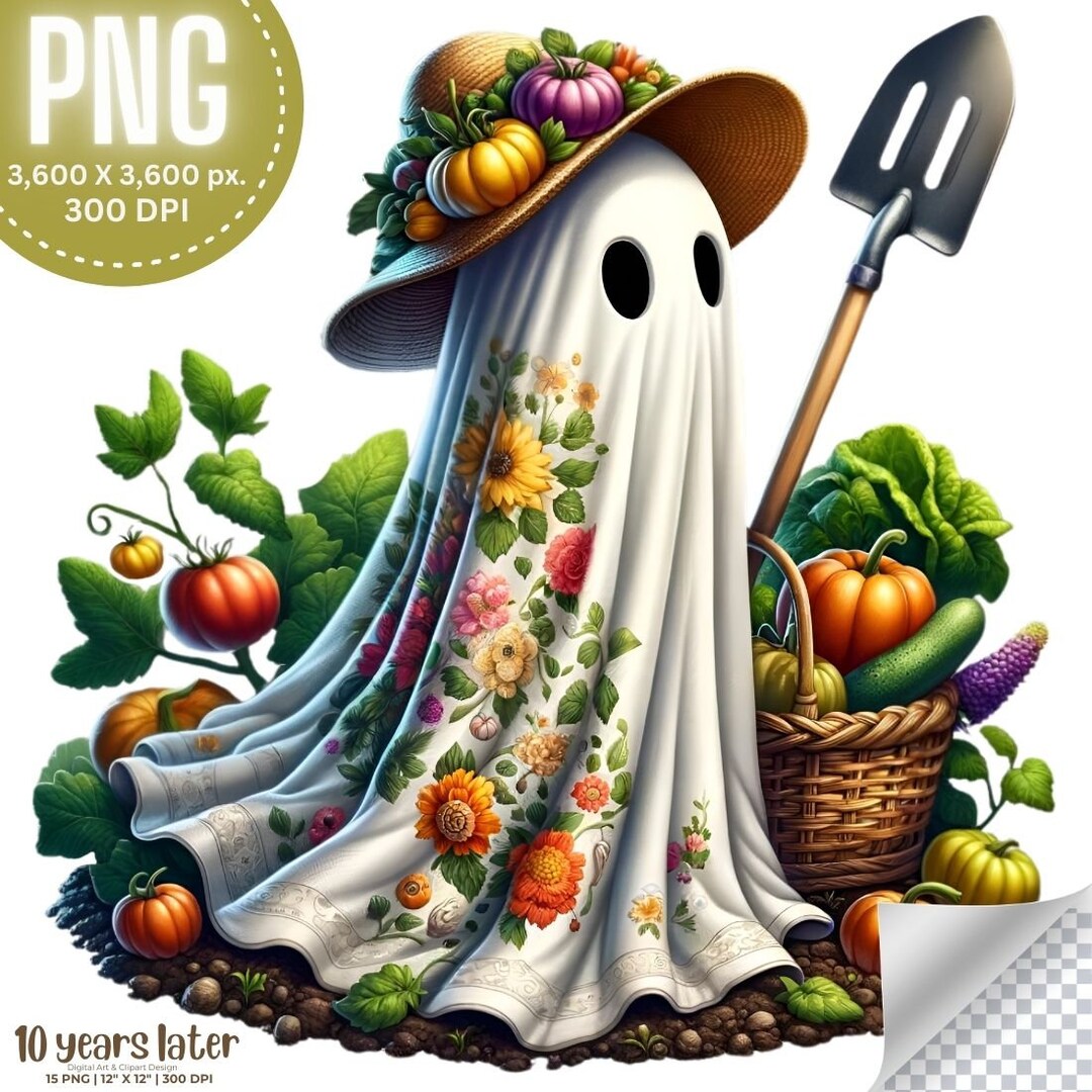 Spring Ghost Hight Quality Clipart 15 PNG | Cute Ghost Spring Garden ...
