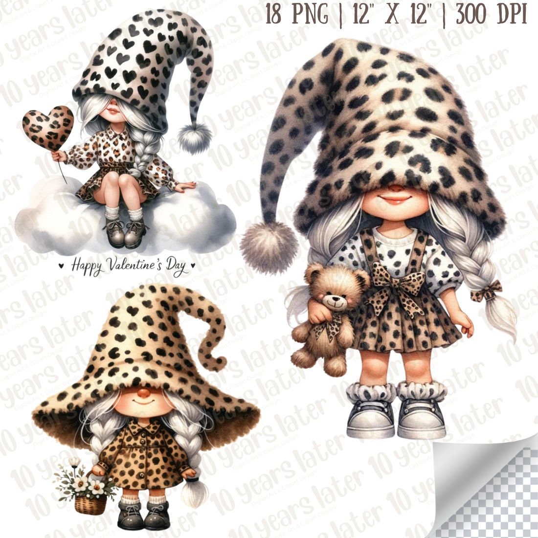 Leopard Girl Gnome on Valentine's Day Clipart Leopard Gnome PNG ...