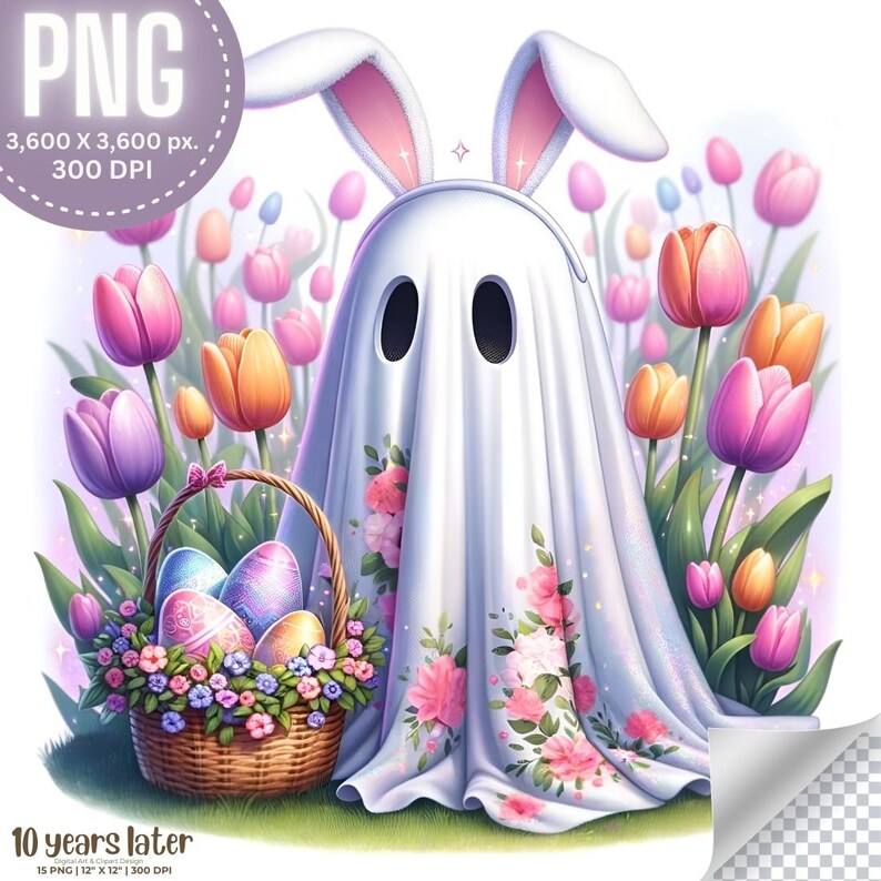 Easter Ghost Hight Quality Clipart 15 PNG | Cute Ghost Easter Eggs Clipart, Spring Ghost PNG ...