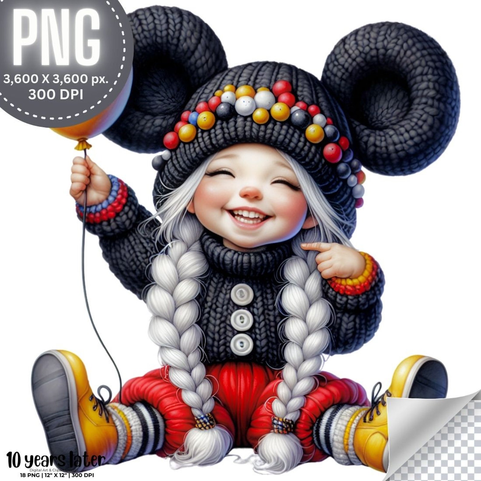 Mouse Girl Gnome Clip Arts 18 Pngs Cute Female Gnome Watercolor, Mice ...