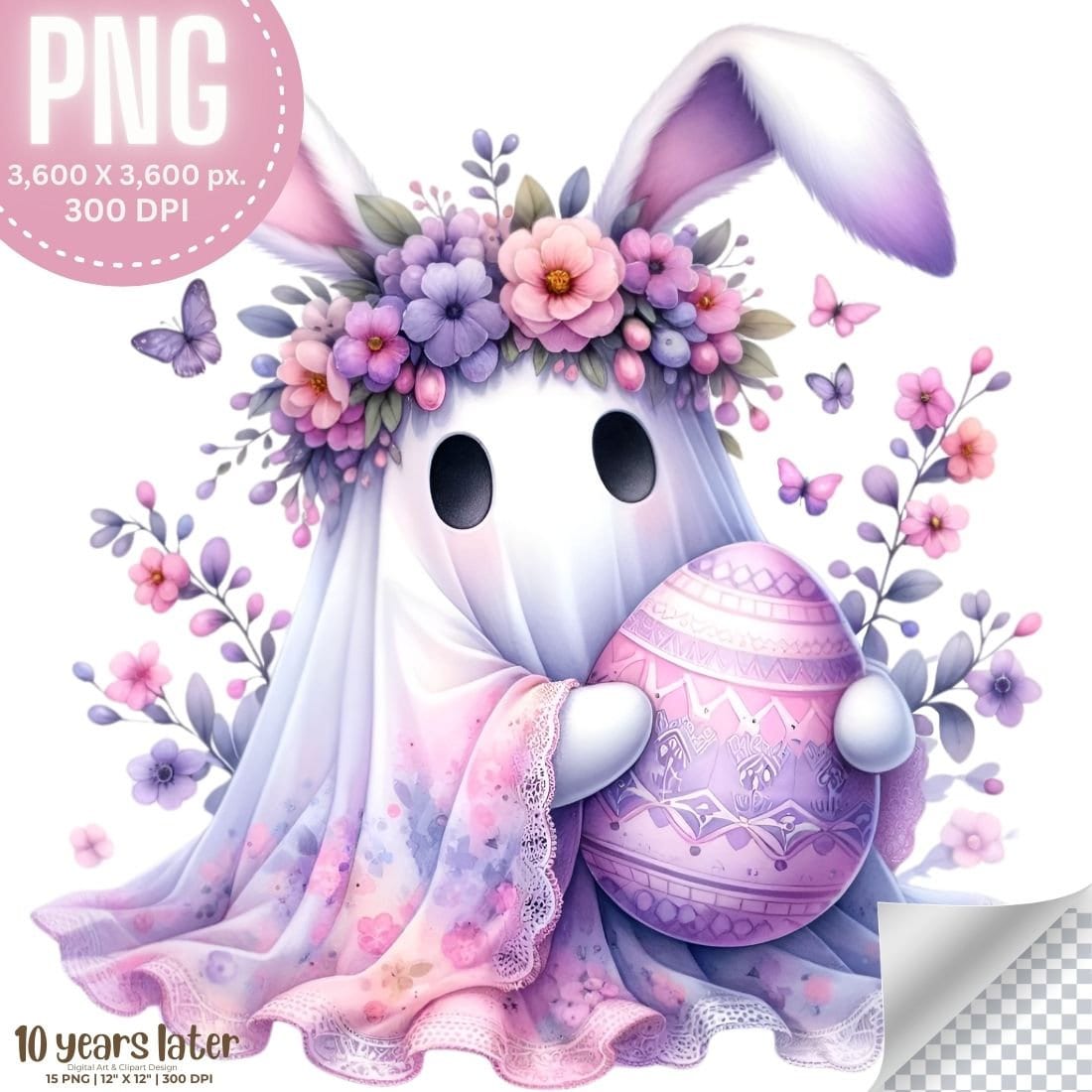 Sweet Pinky Cute Easter Ghost Hight Quality Clipart 15 PNG Bunny Ghost ...