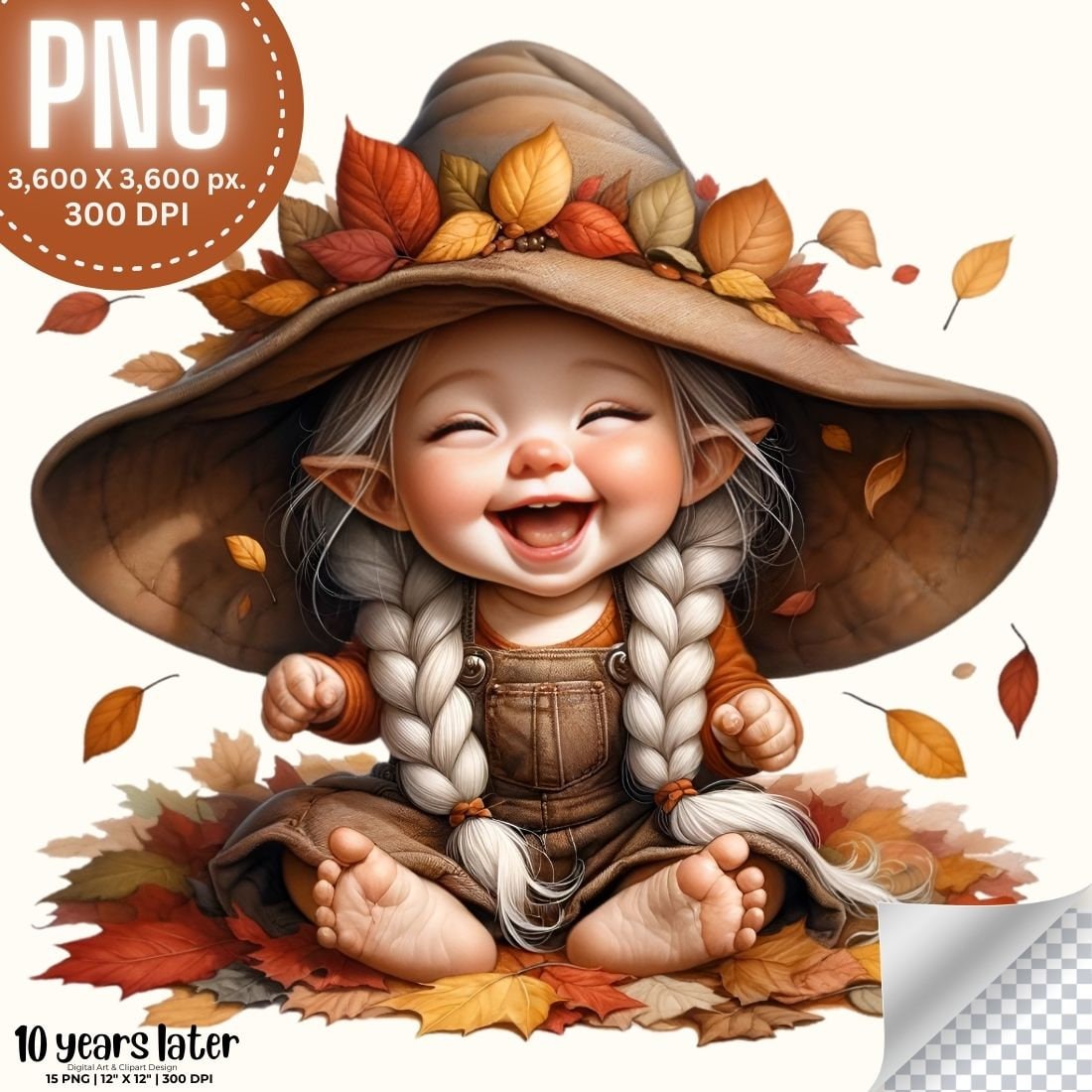 Fall Season Girl Gnome Clip Arts 15 Pngs Cute Female Gnome Watercolor ...