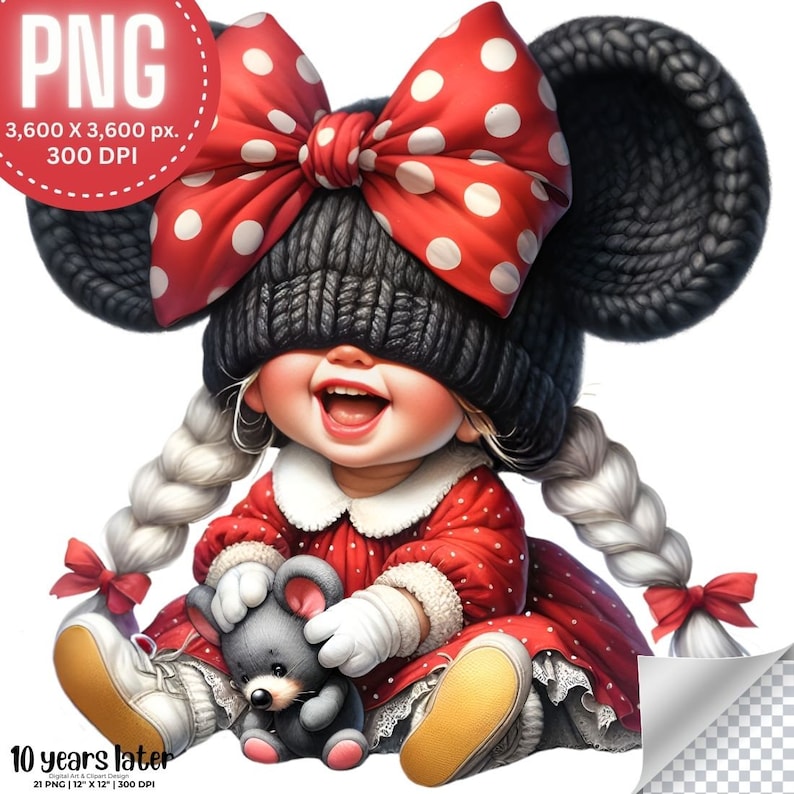 Mice Girl Gnome Clip Arts 21 Pngs Cute Female Gnome Watercolor, Mouse ...