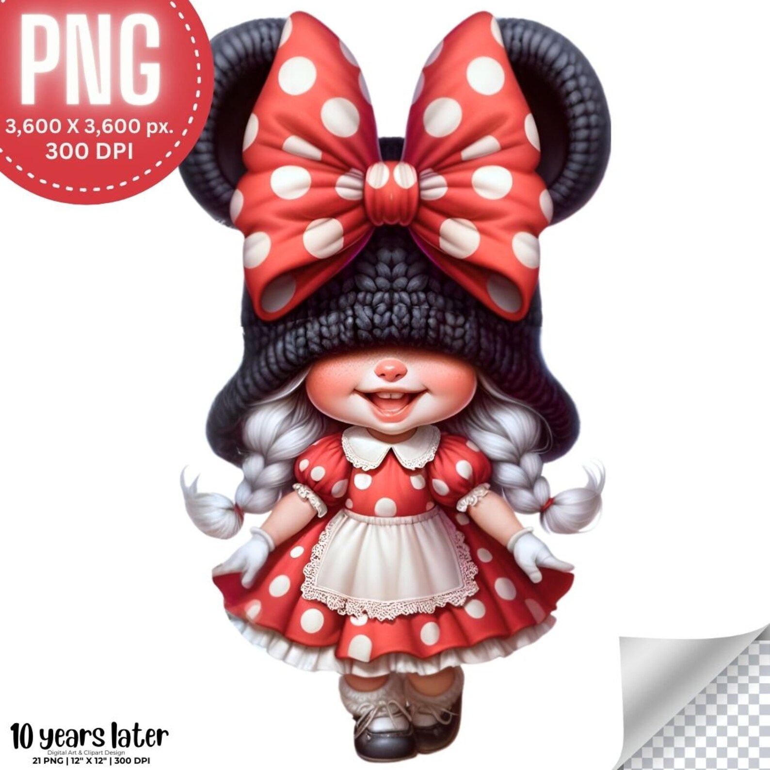 Mice Girl Gnome Clip Arts 21 Pngs Cute Female Gnome Watercolor, Mouse ...