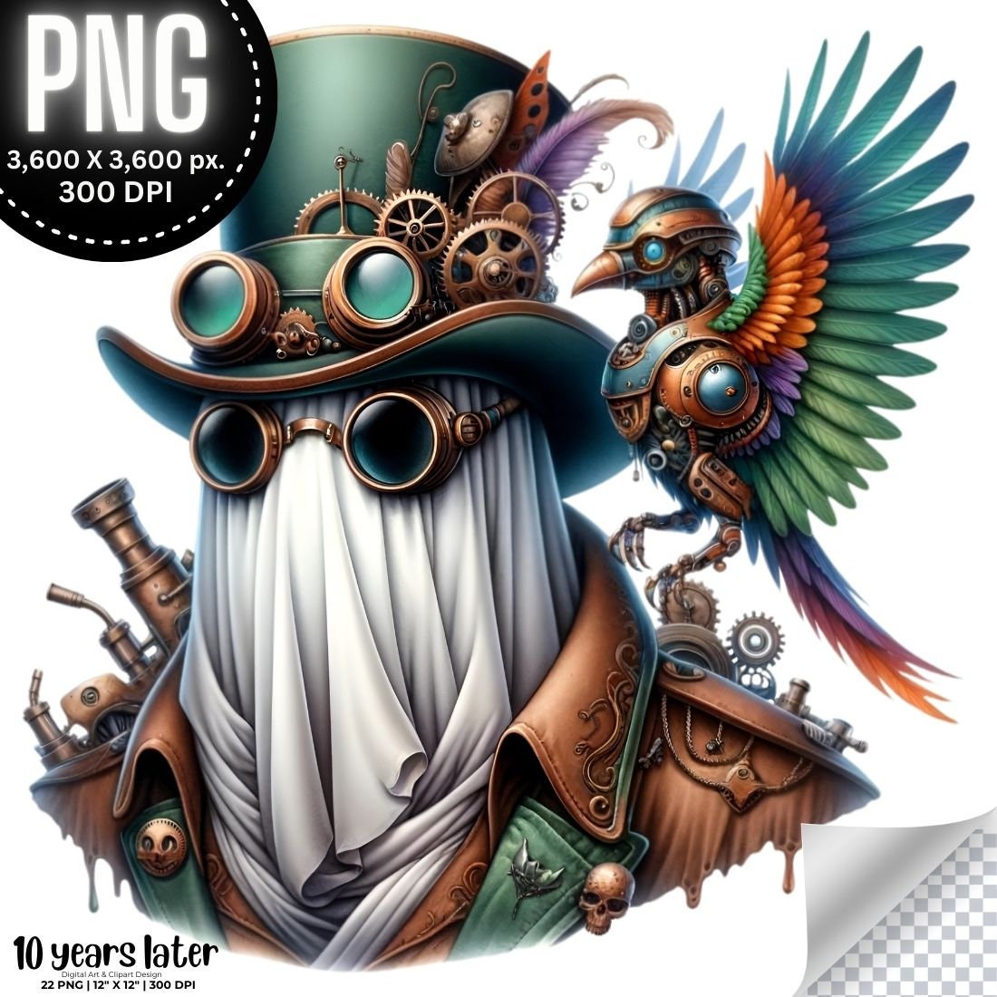 Steampunk Ghost High Quality Clipart 22 PNG Cute Ghost Steampunk ...