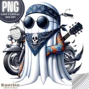 Ghost Biker Hight Quality Clipart 16 PNG | Watercolor Ghost Rocker ...