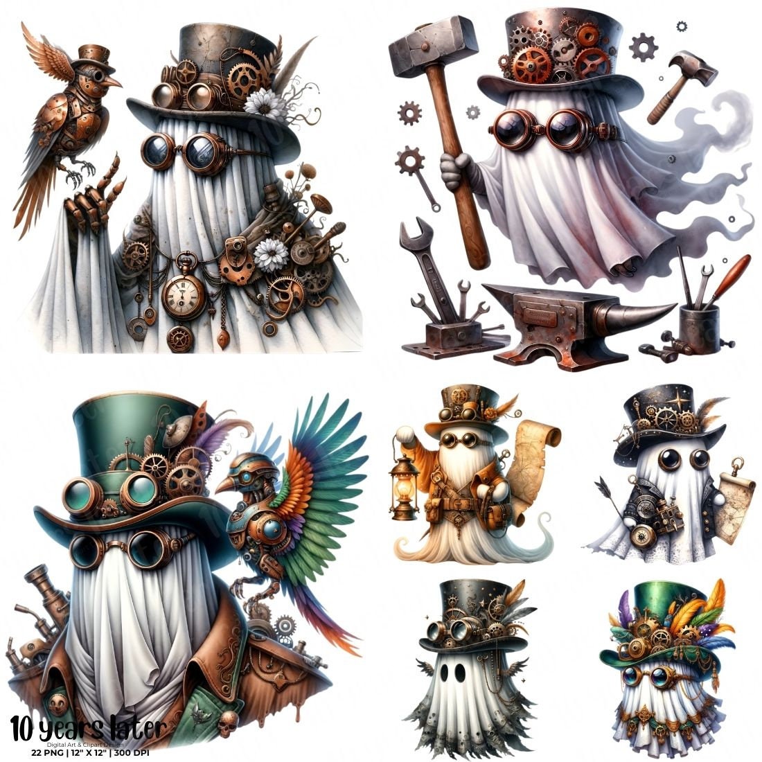 Steampunk Ghost High Quality Clipart 22 PNG Cute Ghost Steampunk Clipart, Steampunk PNG Graphics ...