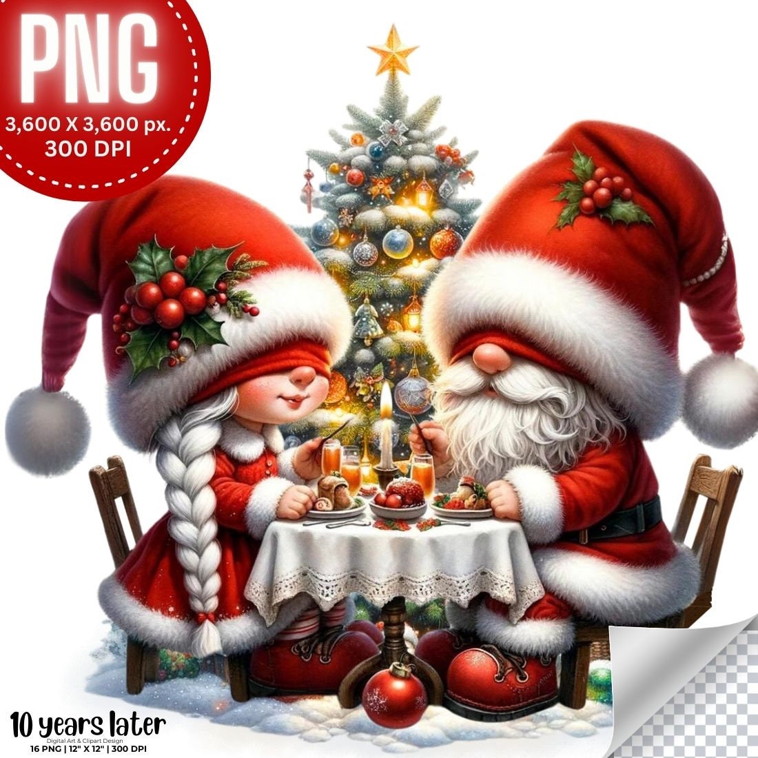 Cute Couple Gnome Christmas Clip Art 16 Png Santa Santy PNG, Watercolor Gnome Girl, Merry Xmas ...