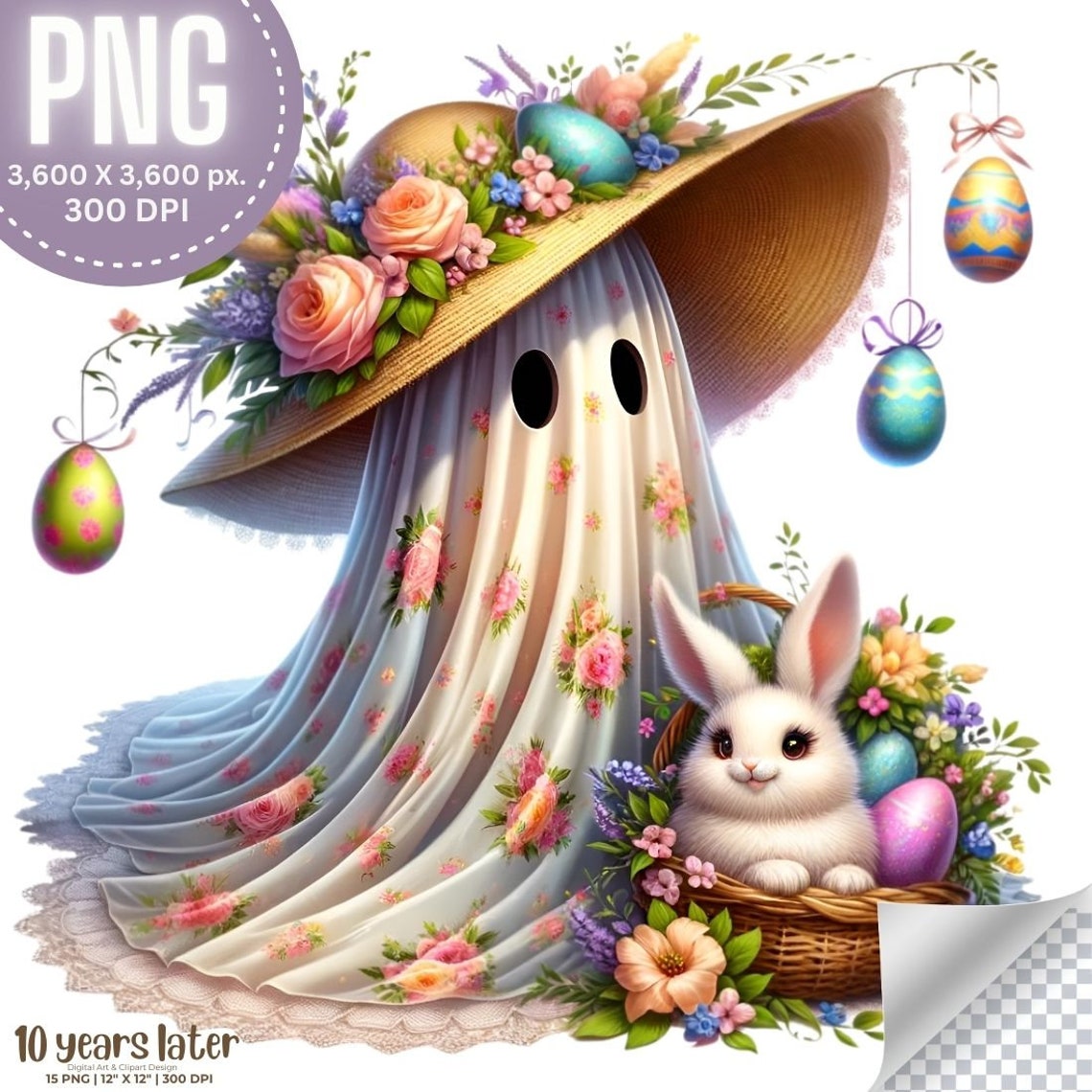 Easter Ghost Hight Quality Clipart 15 PNG Cute Ghost Easter Eggs ...