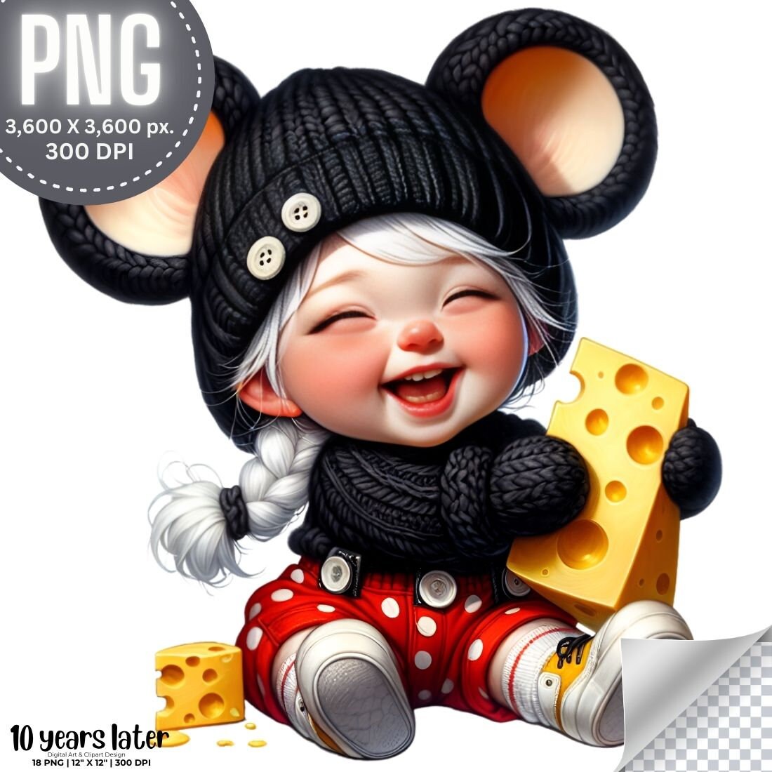 Mouse Girl Gnome Clip Arts 18 Pngs Cute Female Gnome Watercolor, Mice ...