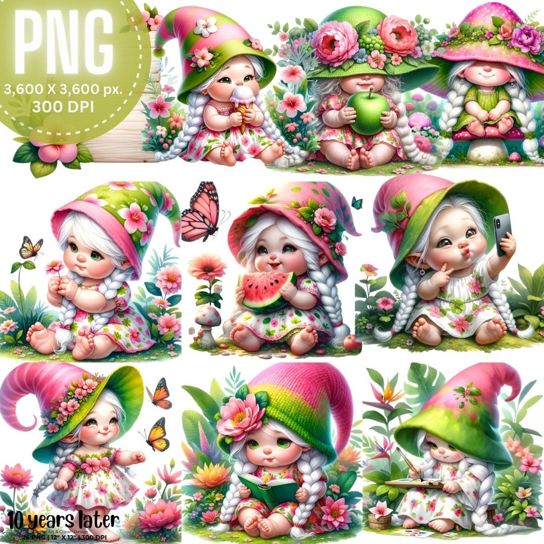 Tropical Girl Gnome 26 High-quality Pngs Cute Female Gnome, Summer Girl ...