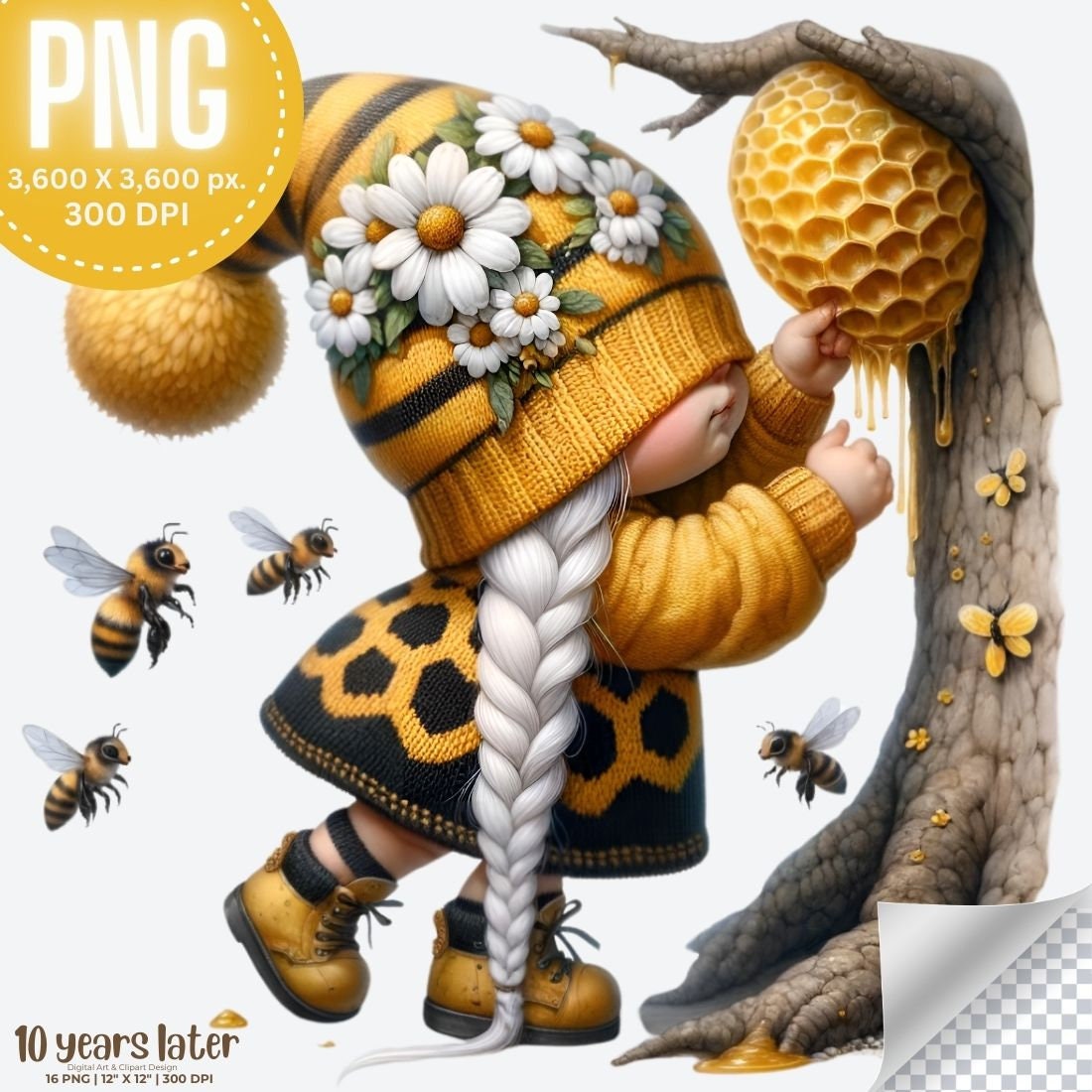 Bumblebee Girl Gnome! Watercolor Female Gnome High Quality Clipart 16 ...