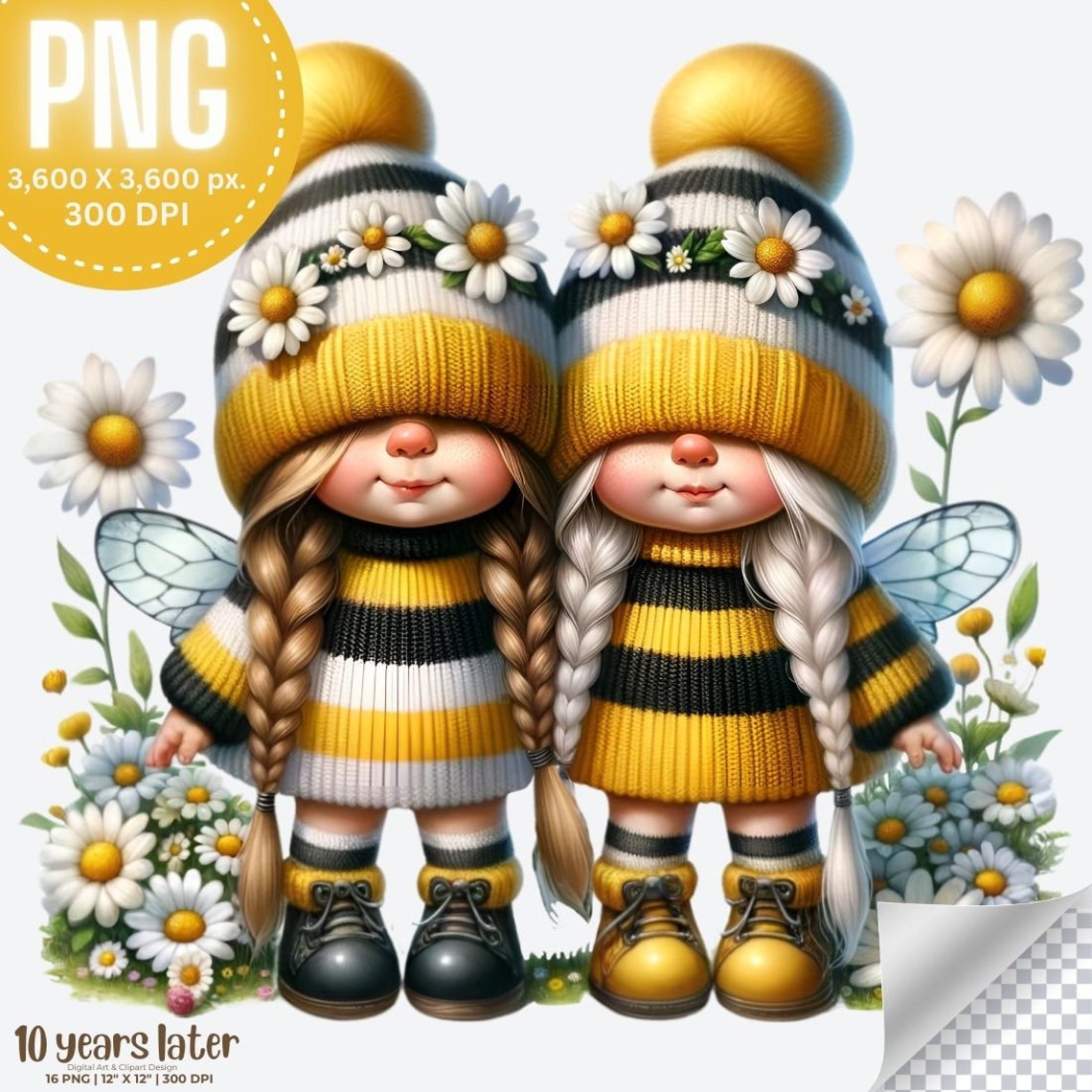 Bumblebee Girl Gnome! Watercolor Female Gnome High Quality Clipart 16 ...