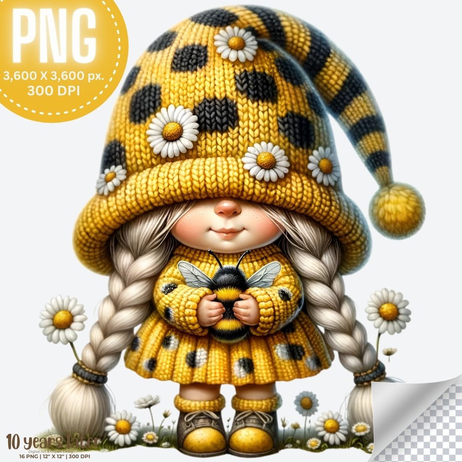 Bumblebee Girl Gnome! Watercolor Female Gnome High Quality Clipart 16 ...