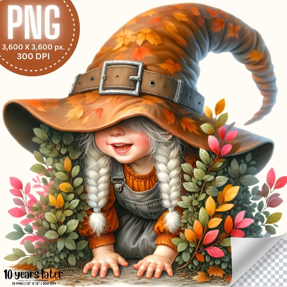 Fall Season Girl Gnome Clip Arts 15 Pngs Cute Female Gnome Watercolor ...