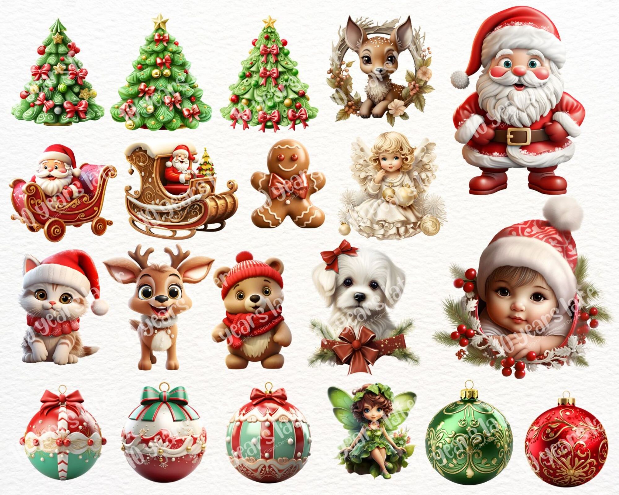 3D Christmas Clipart Design Idea for Scrapbooking Planner - Etsy