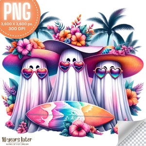 Watercolor Tropical Sunsets Ghost High Quality Clipart 16 PNG, Cute ...