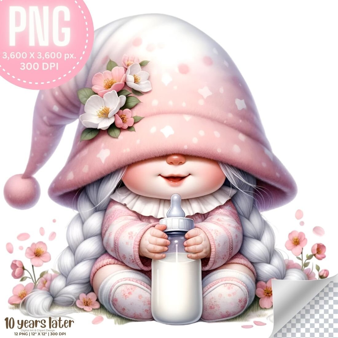Cherry Blossom Girl Gnome! Watercolor Female Gnome High Quality 12 Pngs ...