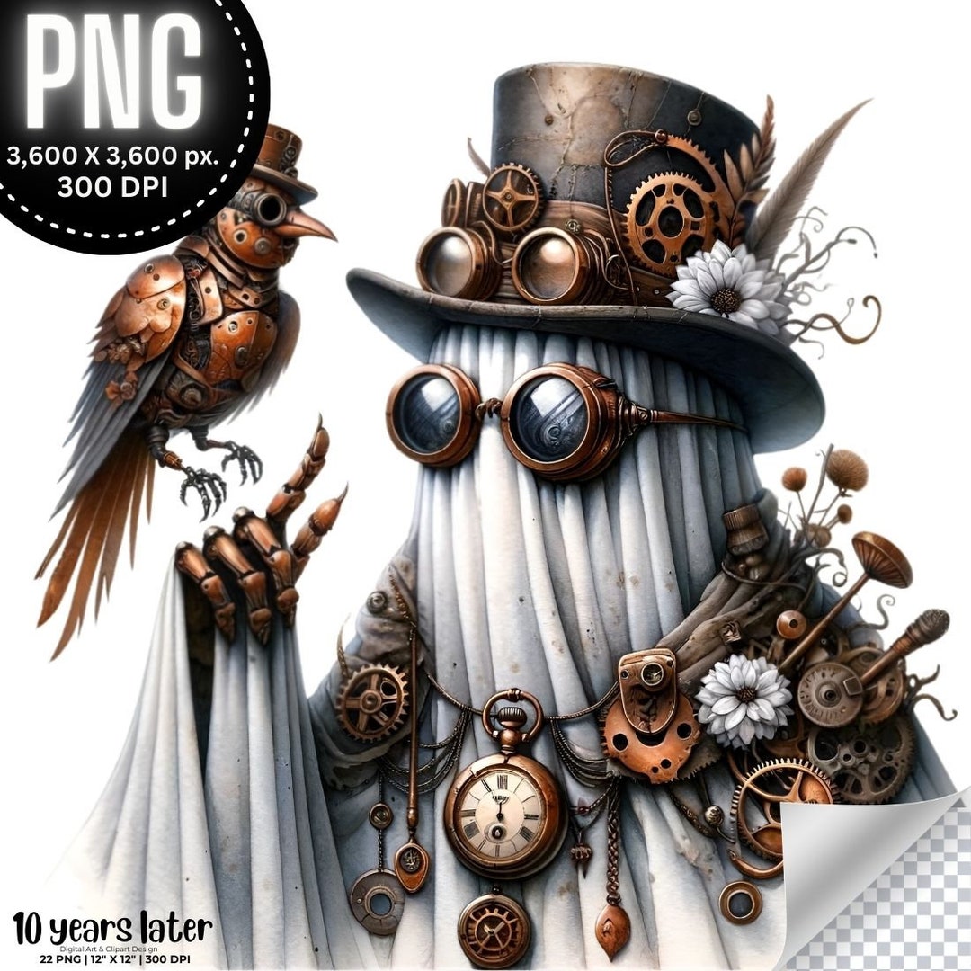 Steampunk Ghost Hight Quality Clipart 22 PNG Cute Ghost Steampunk Clipart, Steampunk PNG ...