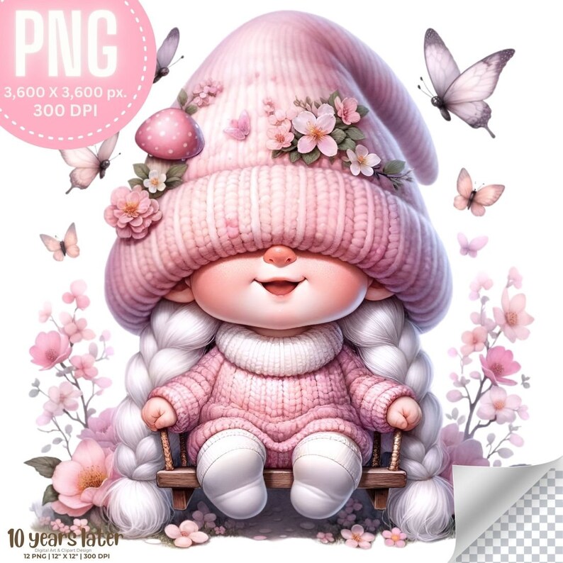 Cherry Blossom Girl Gnome! Watercolor Female Gnome High Quality 12 Pngs ...